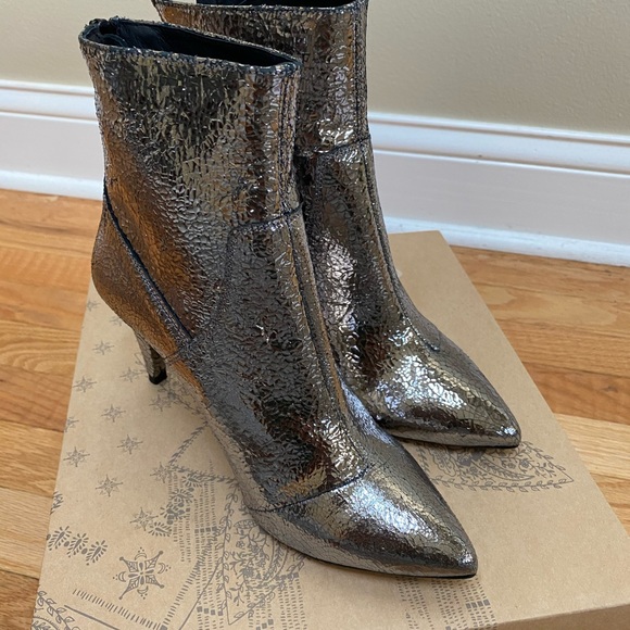 Free People | Shoes | Free People Willa Leather Silver Crackle Boot ...